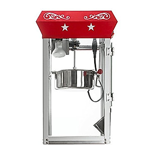 Olde Midway Bar Style Popcorn Machine Maker Popper with 10-Ounce Kettle - Red