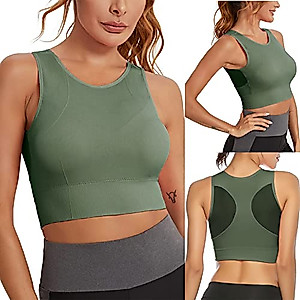Sports Bras For Women Mesh Sports Bra Tank Top Padded Yoga Bras Workout Tops Workout Womens Clothing (Green, XXL)