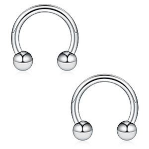 Ruifan 316L Surgical Steel U-Shaped & Horseshoe Nose Septum Hanger Retainer Nose Hoop Cartilage Tragus Rings 14g 6PCS - Silver