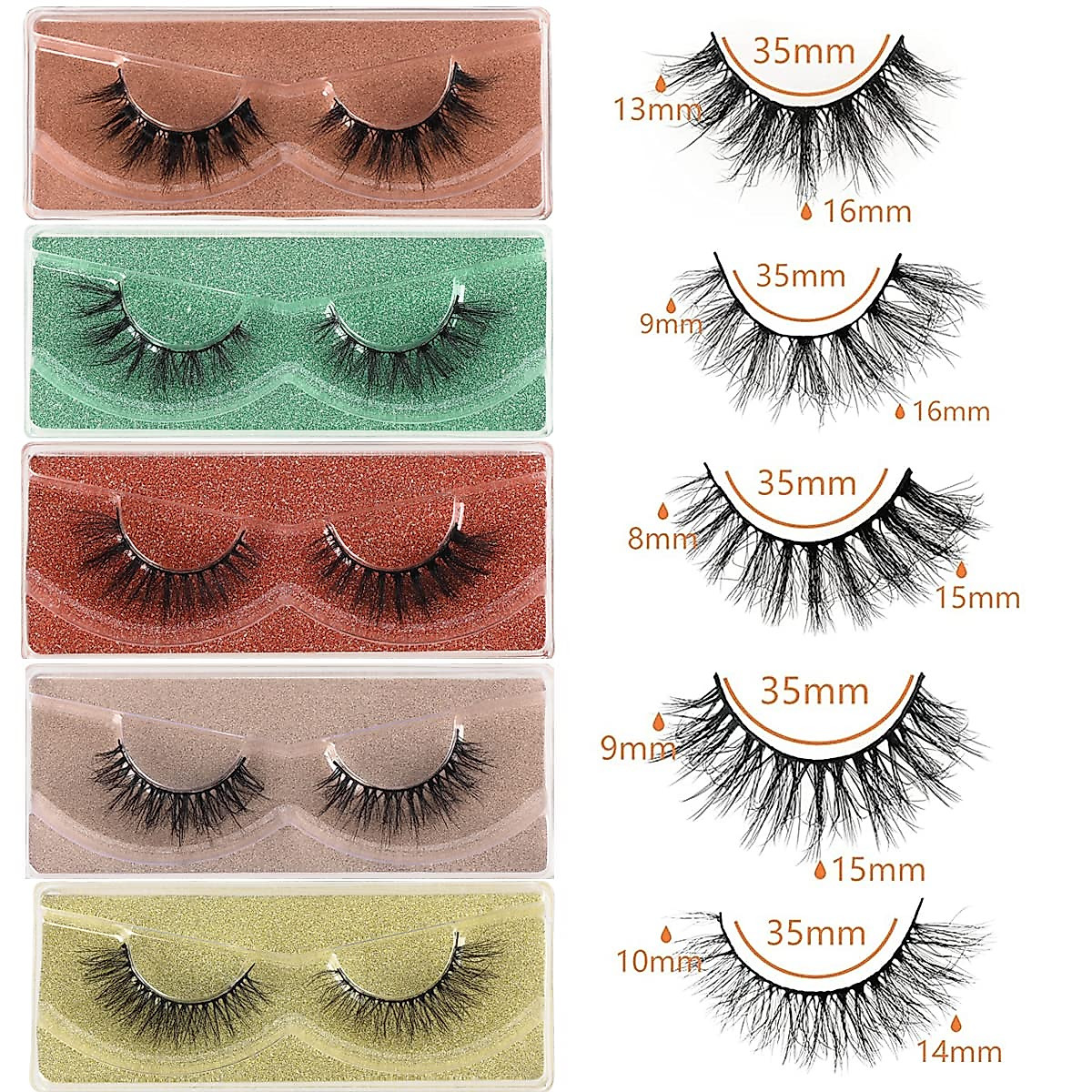 APCYUST Lashes Bulk 30 Pair Wholesale Short Natural Lash Fluffy Mink Eyelashes 15mm Faux Mink False Lash 16mm Cat Eye Fake Eyelash Soft 14mm Wispy Strip Eye Lashes with Individual Portable Lash Pack