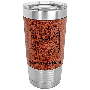 LaserGram 20oz Vacuum Insulated Tumbler Mug, Airplane Altimeter, Personalized Engraving Included (Faux Leather, Basketball Style)