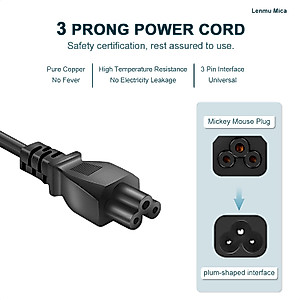 3 Prong AC Power Cord for LG Plasma TV 32" 39" 40" 42" 44" 47" 49" 50" 55" 60" 65" Inch 32LB560B 39LN5300 42LF5600 43LF5400 50LF6000 55UB8500 LED LCD Smart TV Replacement C5 Power Cable