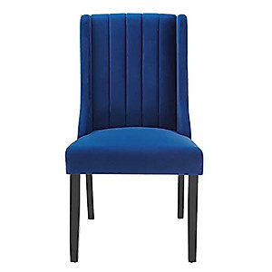 Modway Renew Performance Velvet Parsons Dining Chairs in Navy-Set of 2