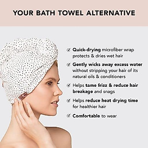 Kitsch Microfiber Hair Towel Wrap - Quick Dry Curly Hair Wraps for Women Wet Hair | Microfiber Towel for Hair | Hair Drying Towel Wrap | Hair Towels for Women | Hair Turban for Wet Hair (Micro Dot)