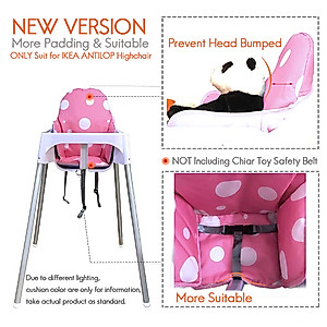 ZARPMA Highchair Cushion for IKEA Antilop Highchair, New Version Baby Highchair Seat Covers, More Thick, Washable Foldable, Child Chair Insert Mat Padding (Pink)