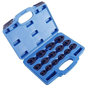KUNTEC 15 Piece Crowfoot Flare Nut Wrench Set Metric Tool Kit for 3/8inch and 1/2inch Drive Ratchet 8mm to 24mm