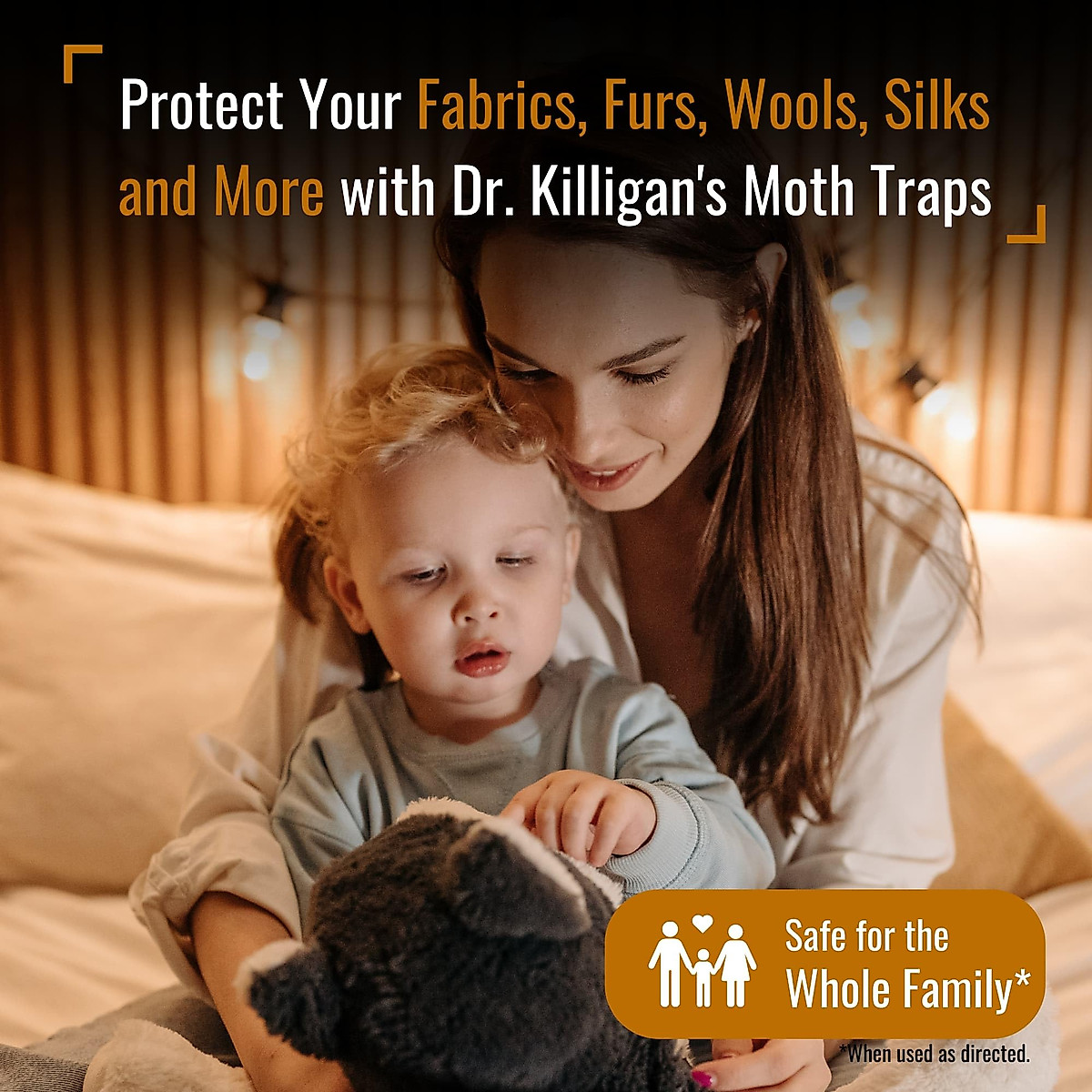 Dr. Killigan's Premium Clothing Moth Traps with Pheromones Prime | 6-Pack Non-Toxic Clothes Moth Trap with Lure for Closets & Carpet | Moth Treatment & Prevention | Case Making & Web Spinning (Black)