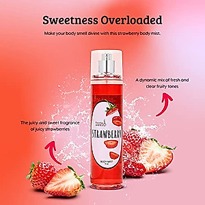 Luxurious Scented Strawberry Fragrance Body Mist A Sophisticated 8 oz Gift Stocking Stuffer Exquisitely Crafted for Women's Sublime Fragrance