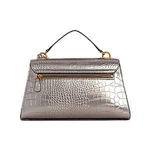 GUESS Enisa Top Handle Flap, Pewter