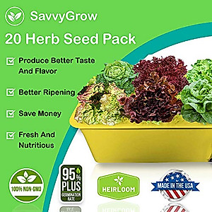 SavvyGrow Herb Lettuce Green Seeds Combo - 20 Variety 4000+ Heirloom Garden Seeds for Planting - 95% Plus Germination Rate, Non-GMO & Source in USA Vegetable Seeds