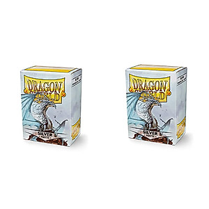 2 Packs Dragon Shield Matte Silver Standard Size 100 ct Card Sleeves Value Bundle! …