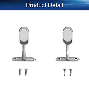 Yinpecly 0.63" x 1.18"(WxL) Zinc Alloy Oval Closet Rod Support Bracket Without Screws for Cupboard Clothes Hanging Wardrobe Silver Tone 2pcs