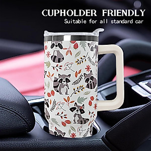wmvhdiw 30 Oz Racoon Tumbler With Handle, Racoon Decor Coffee Travel Mug Cup Water Bottle, Gifts for Women