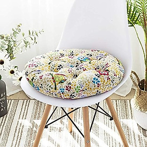 JAIJY French Chair Round Chair Seat Thick Dining Chair Cushion Soft Boho Comfortable Indoor Patio Furniture Seat Cushion Geometric Pattern Office Chair Mat (Owl,20")