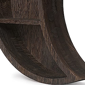 Dahey Moon Shelf Wall Mounted Moon Wall Decor Crystal Display Shelf Crescent Wooden Floating Shelves Hanging Storage for Living Room Bedroom Bathroom Kitchen Witchy Room Decor, 12" L×3" D×16" H