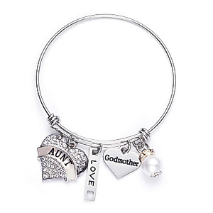 LParkin Godmother Gift Bangle Bracelets Godmothers Proposal Gifts From Godchild God-mother Present From Goddaughter Godson Baptism Meaningful Bracelet For Women