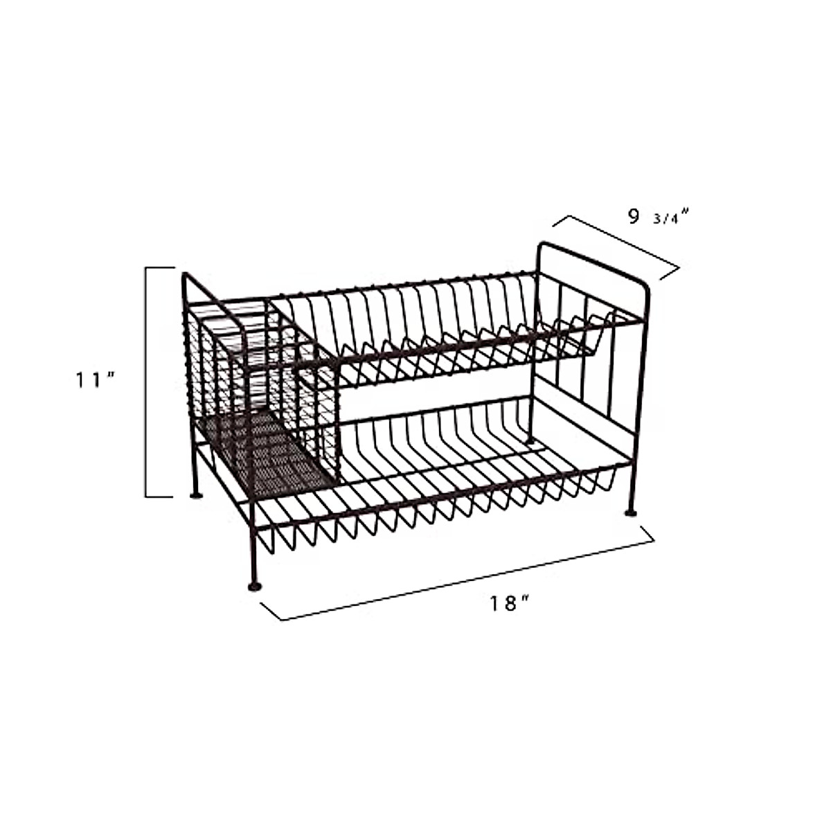 Creative Co-Op 2-Tier Metal Dish Rack with Utensil Compartment