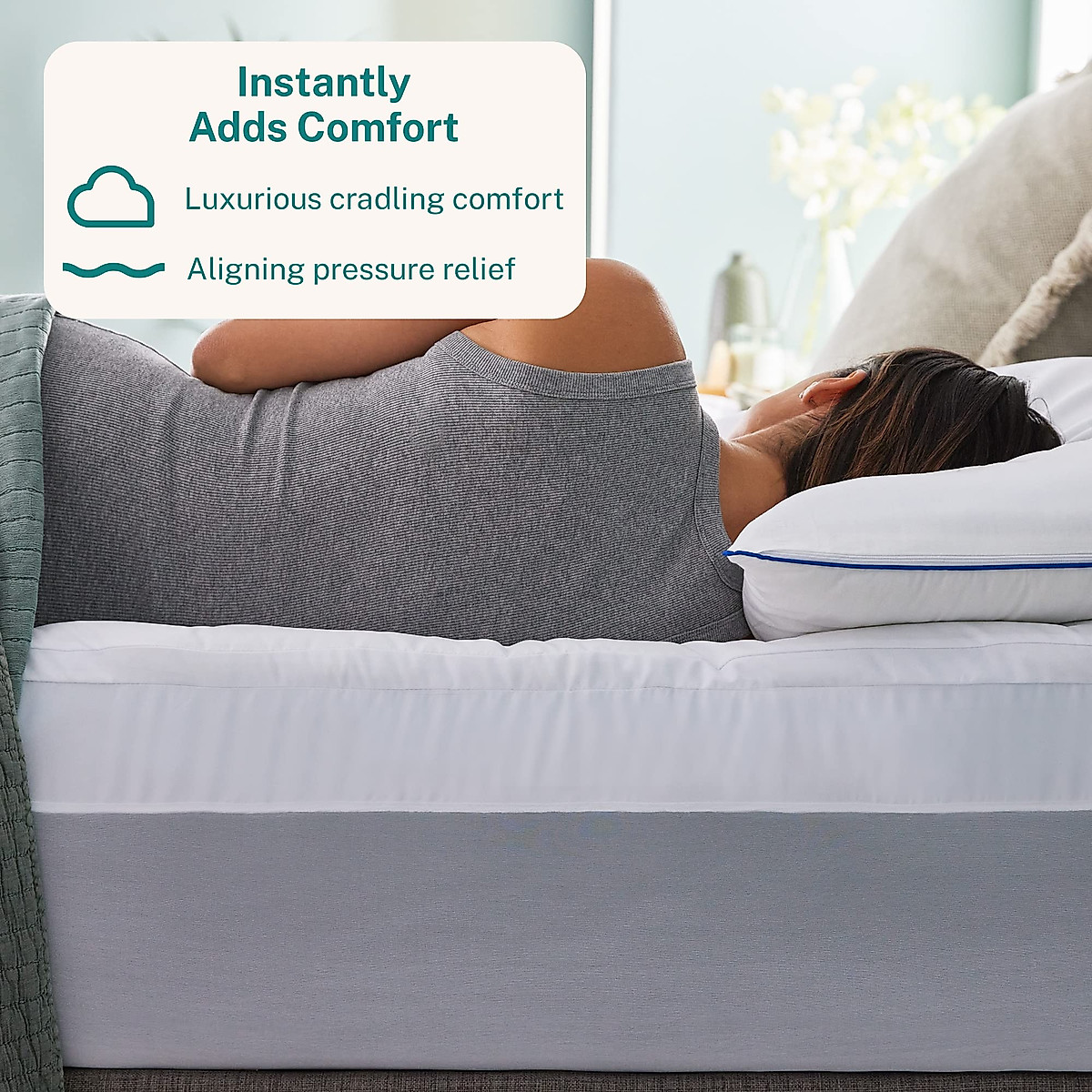 Sleep Innovations Dual Layer 4 Inch Memory Foam Mattress Topper, King Size, Ultra Soft Support, 3 Inch Cooling Gel Memory Foam Plus 1 Inch Fluffy Pillow Top Cover