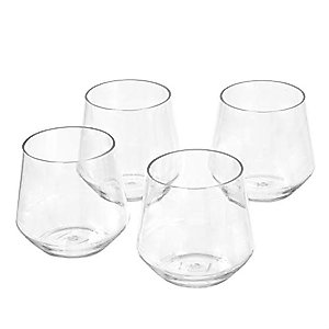 Amazon Basics Tritan BPA-Free Plastic Stemless Wine Glass, 14-Ounce, Clear - Set of 4