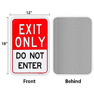 2-Pack Large Exit Only Do Not Enter Sign, 18"x 12" .04" Aluminum Reflective Sign Rust Free Aluminum-UV Protected and Weatherproof