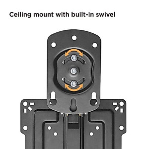 Mount Plus CM322 Flip Down TV and Monitor Roof Ceiling Mount | Fits Flat Screen 19 to 42 Inch | VESA Compatible 100x100, 200x200 | Height Adjustable | Pitched Roof