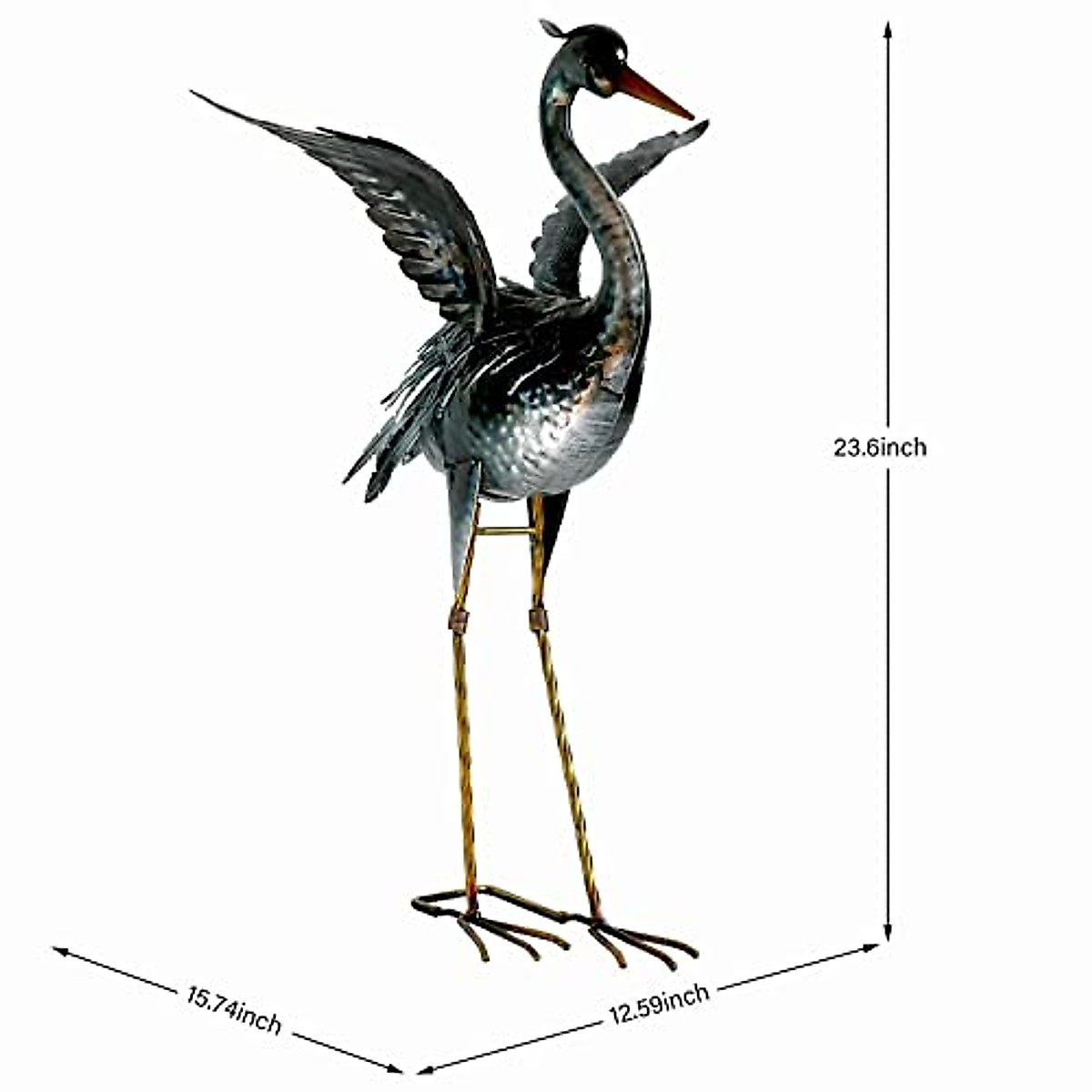 chisheen Crane Garden Statue Sculpture, Metal Heron Outdoor Decor, Yard Art Bird Decoy for Backyard Pond Patio Porch Lawn Decorations