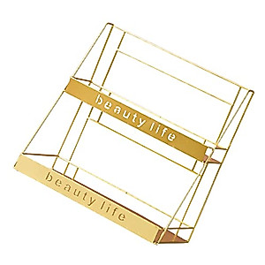 BESPORTBLE Cosmetic Storage Rack Makeup Organizer Shelf 2 Tier Cosmetic Storage Basket with Tray for Cosmetics Countertop Storage Organizer Standing Rack for Dresser Countertop Bathroom Gold