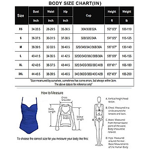 Ekouaer Pin Up Swimsuit One Piece for women Vintage Monokinis Swimwear Black X-Large