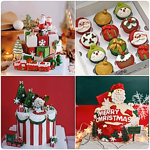 ZiXiang Christmas Silicone Molds Xmas Fondant Molds Christmas Tree Snowflake Bells Gift Box Snowman Holly Leaves Silicone Molds For Cake Decorating Cupcake Topper Candy Chocolate Gum Paste Set Of 7