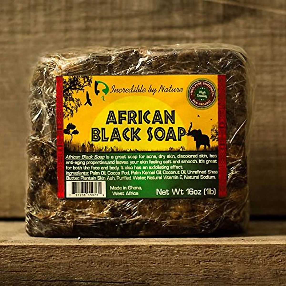 Incredible BY NATURE African Black Soap - 1lb Raw Organic Soap Face & Body Wash