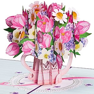 Paper Love Flower Watering Can 3D Pop Up Card, For All Occasion, Birthday, Graduation, Wedding, Mother's Day, Valentine's Day, Thank You, Get Well or Just Because - 5" x 7" Cover - Includes Envelope