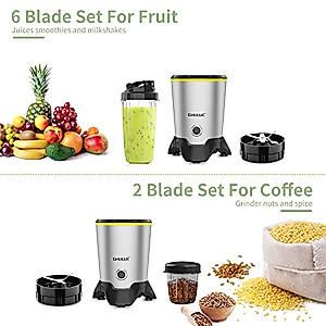 CHULUX 1000W Personal Bullet Blender for Shakes and Smoothies,Nutritional Blender for Kitchen with Blending and Grinding Blades,Tritan 32+15 oz Travel Bottles for Fruits,Vegetables,Coffee Beans