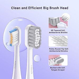 FOSOO Sonic Electric Toothbrush for Adults, 48000 VPM High Power Rechargeable Toothbrush with 4 Premium Dupont Brush Heads, 3 Hours Fast Charge for 180 Days, Zinc Alloy Handle, 2 Min Timer(Black)