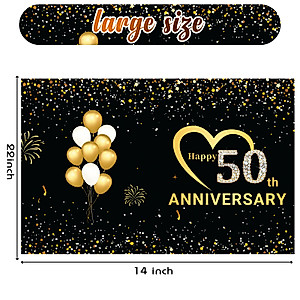 Jumbo 50th Anniversary Card with Envelope, Giant Anniversary Party Greeting Card, Extra Large Guest Book Message Greeting Cards,Big Anniversary Card for Women Men,Happy Anniversary Party Decorations
