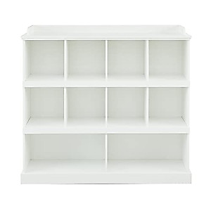UpperHse Living W52 × H48 Barrister Lane Bookcase with 10 Storage Cubbies, Free Standing Bookshelf Library Standard Bookcase for Home Office Living Room Bedroom, Solid White