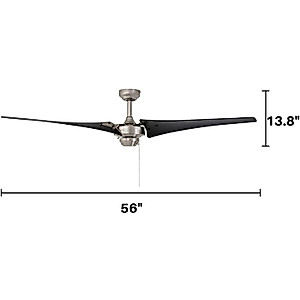 Prominence Home Almadale, 56 Inch Contemporary Indoor Ceiling Fan with No Light, Pull Chain, Modern High Performance Blades, Reversible Motor - 50330-01 (Brushed Nickel)