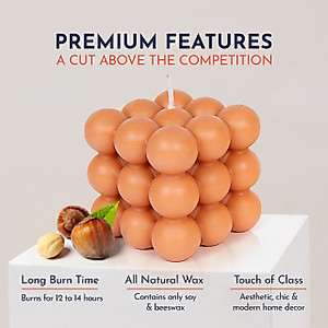 Loftern Scented Bubble Candle - Handmade, Natural Soy Wax Based, Uniquely Aesthetic Shaped Candles - Decorative Candles for Home Decor, Velas Aromaticas (Creme+Brown)