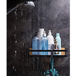 ROYAL CRAFT WOOD Shower Caddy Bathroom Shelf, Bathroom Storage Organizer, Shower Shelf with 2 Hooks, Water & Rust Resistant Iron Basket, Quick & Easy Adhesive Installation for Home & Bathroom Use