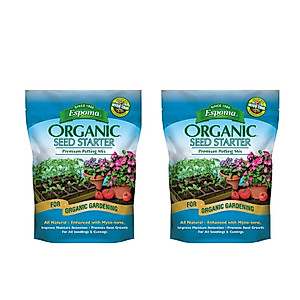 Espoma Organic Seed Starter Premium Potting Soil Mix - All Natural & Organic Seed Starting Mix with Mycorrhizae. For Organic Gardening, 8 qt, Pack of 2