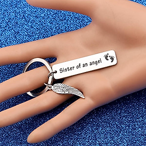 WUSUANED Baby Memorial Keychain Sister/Brother of an Angel Sympathy Gift Loss of Baby Gift (sister of an angel keychain)