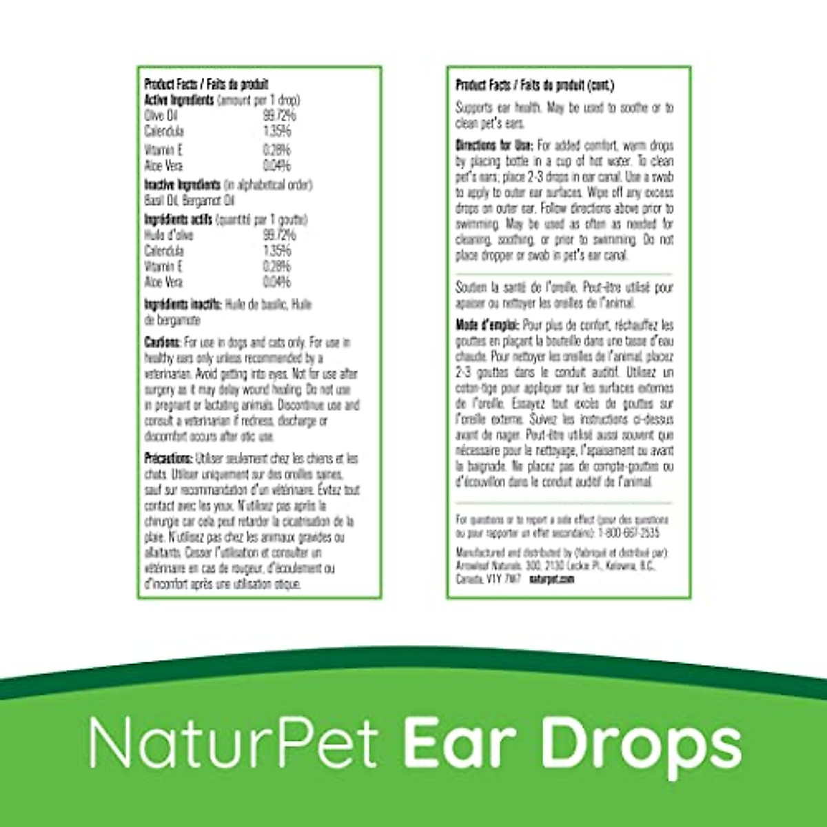 NaturPet Ear Drops for Dogs & Cats | Use for Cleaning, Prior to Swimming, Stinky, Smelly Ears, Itchy Ears | All Natural Herbal Drops 10mL