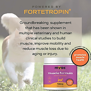 MYOS Feline Muscle Formula - Powered by Fortetropin for Senior Cats - Aids Weight Gain, Muscle Growth & Mobility Support - Natural, Cat Nutritional Supplement - 180 Servings