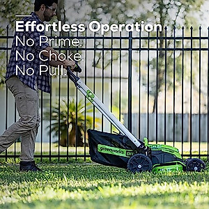 Greenworks 60V 25inch Cordless Self-propelled Lawn Mower ,with (2) 4.0AH Batteries and Dual Port Charger and Replacement Blades