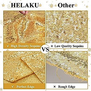 HELAKU Gold Sequin Backdrop Curtains - 4 Panels 2.5x8ft Sequin Backdrop Gold Backdrop Curtains for Wedding Birthday Party Decoration Glitter Backdrop Curtains