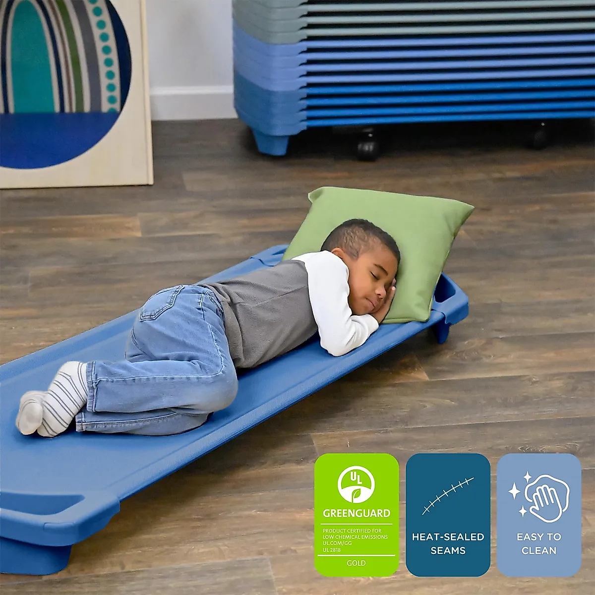 Angeles AFB5730OB Space Line Single Cot, Standard, 55" Height, 22" Length, 5" Width, Blue