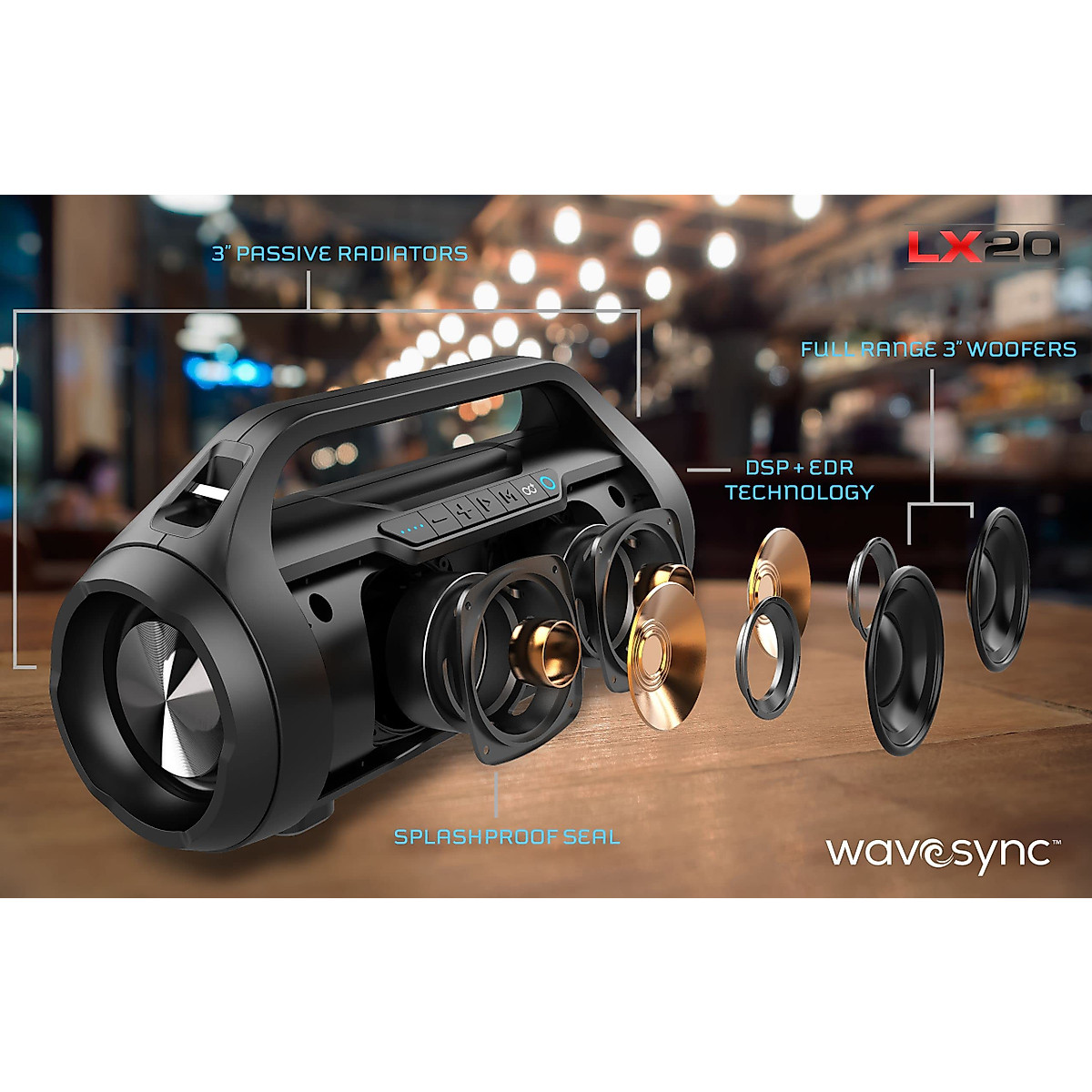 Dolphin LX-20 Dual Portable Bluetooth Waterproof Tube Speaker with HD Sound and Bass, High Power 30W, includes FM Radio, USB/SD MP3, AUX Input