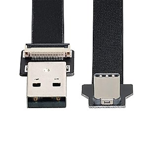 xiwai 0.5M Up Down Angled USB 2.0 Type-A Male to USB-C Type-C Male Data Flat Slim FPC Cable for FPV & Disk & Phone