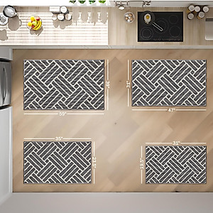 JEEDOVIA Kitchen Rugs, Kitchen Mats for Floor, Non Slip Kitchen Runner Rug, Absorbent Resist Dirt Kitchen Floor Mat for Sink, Home, Door, Entrance, Outdoor, Machine Washable, 19.5"x31", Grey