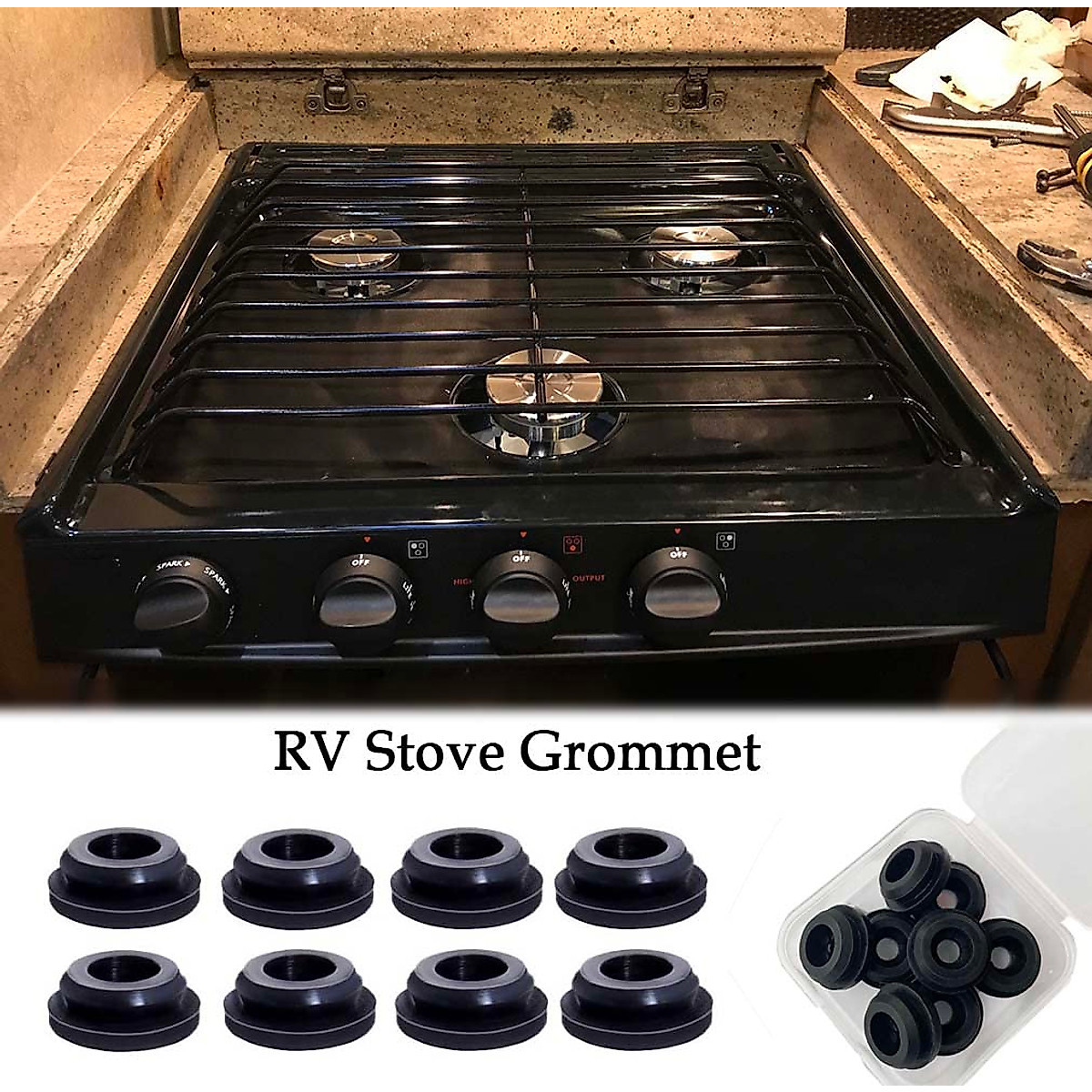 RV Stove Grommets Kit for Magic Chef Stove Grates, RV Stove Rubber Grommets Protect Your Suburban Stove Top From Scratches (8 Pack)