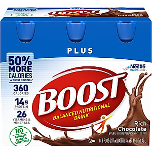 BOOST Plus Rich Chocolate Nutritional Drink, 8 Fl Oz, 6 Pack